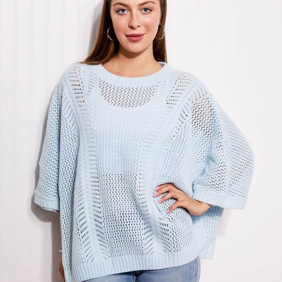 Sew In Love | Tops | Sew In Love Metropolitain Openwork Top Light Blue | Poshmark